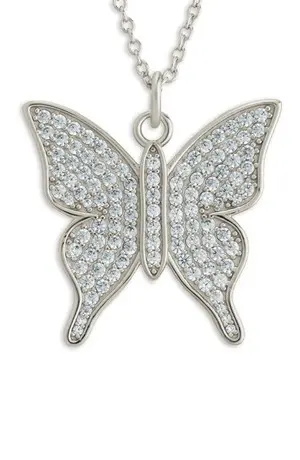 STERLING FOREVER Pavé Butterfly Pendant Necklace