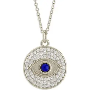Sterling Forever Pavé Evil Eye Pendant Necklace - Silver