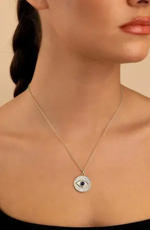 Sterling Forever Pavé Evil Eye Pendant Necklace