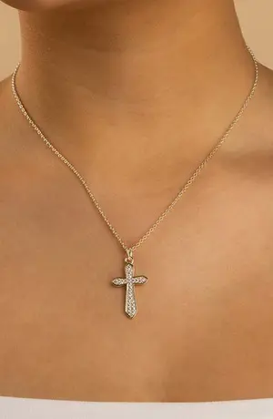 Sterling Forever Pavé Cubic Zirconia Cross Pendant Necklace