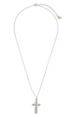 Sterling Forever Pavé Cubic Zirconia Cross Pendant Necklace