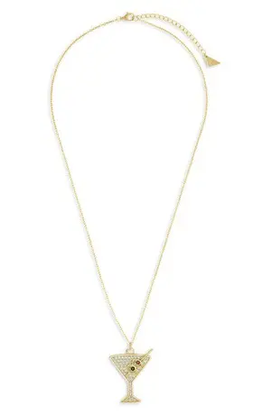Sterling Forever Pavé Dirty Martini Pendant Necklace