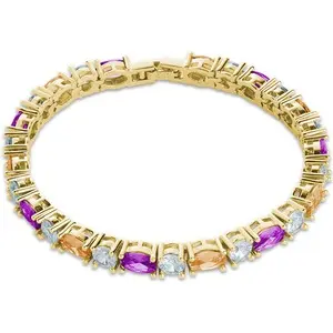 Sterling Forever Tennis Bracelet With Mixed-cut Cubic Zirconia - Gold