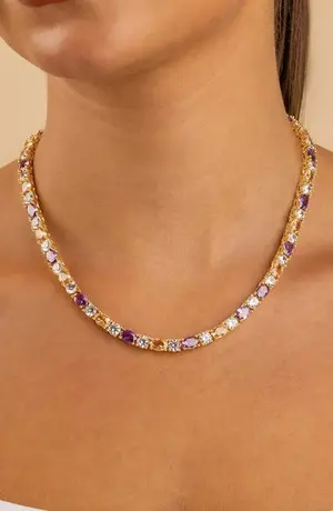Sterling Forever Ophelia Tennis Necklace - Gold