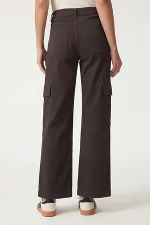 SOLOMON & SAGE High Waist Wide Leg Cargo Pants - Dark Brown