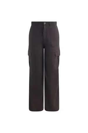 SOLOMON & SAGE High Waist Wide Leg Cargo Pants - Dark Brown
