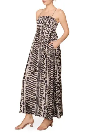 MELLODAY Mixed Print Satin Maxi Dress
