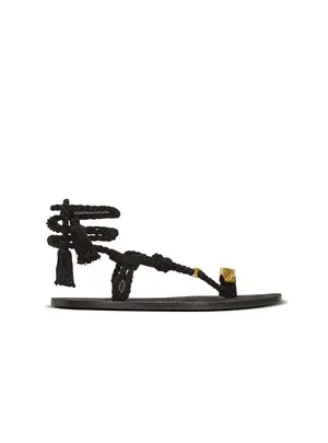 Balmain Flat Tie Sandals - Black