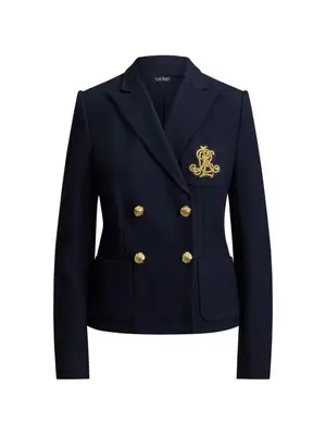 Ralph Lauren Blazer Knit Con Bottone Oro "lauren Navy