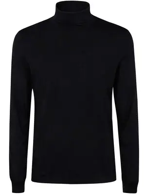 GIRELLI BRUNI High Neck Cotton Long Sleeve Top - Black