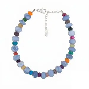 Kris Nations Oregon Blue Opal & African Opal Beaded Bracelet - Silver