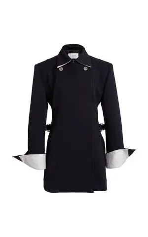 LANVIN Wool Cinched Peacoat - Navy