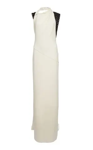 LANVIN Asymmetrical Embroidered Maxi Dress - Ivory