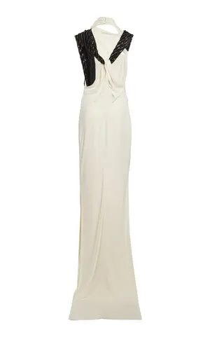 LANVIN Asymmetrical Embroidered Maxi Dress