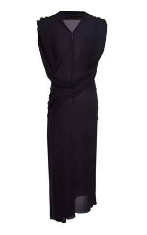LANVIN High Neck Draped Maxi Dress