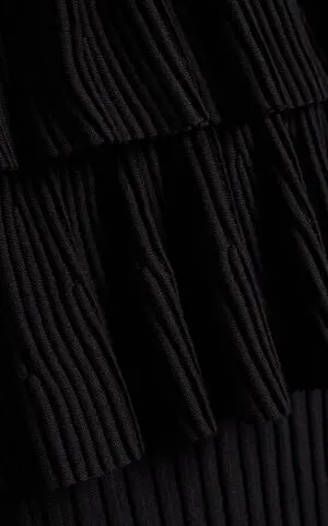 LANVIN Layered Pleated Cotton-silk Midi Dress