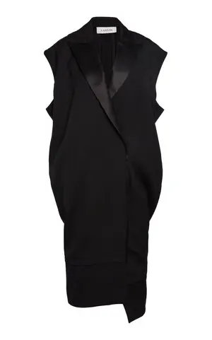 LANVIN Sleeveless Tailored Wool Midi Dress - Black