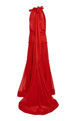 LANVIN Halter-neck Pleated Silk Dress