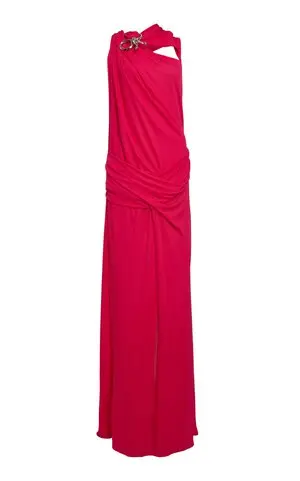 LANVIN Sleeveless Knot Maxi Dress - Fuchsia