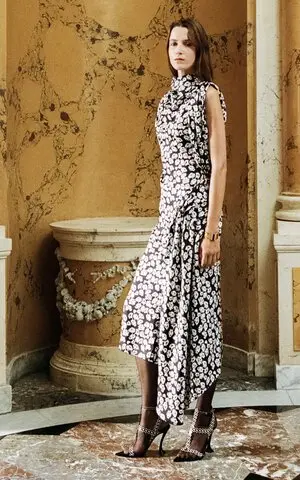 LANVIN Silk High-neck Wrap Midi Dress