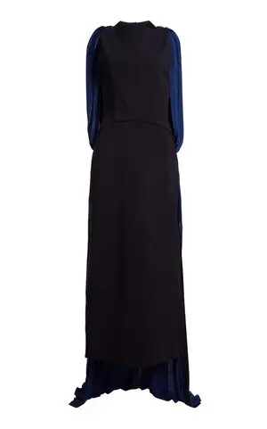LANVIN Asymmetrical Open-back Maxi Dress - Navy