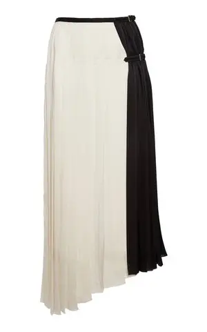 LANVIN Asymmetrical Pleated Midi Skirt - Ivory