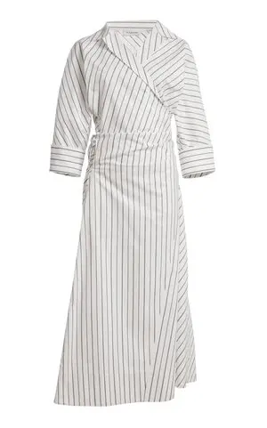 LANVIN Cotton Cinched Shirt Midi Dress - White