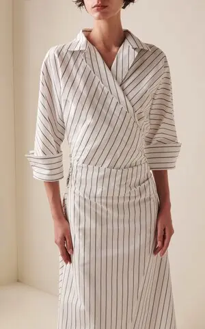 LANVIN Cotton Cinched Shirt Midi Dress