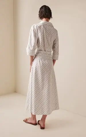 LANVIN Cotton Cinched Shirt Midi Dress