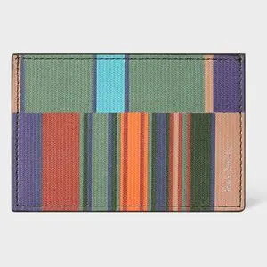 Paul Smith Seasonal Stripe' Leather Card Holder - Multicolour
