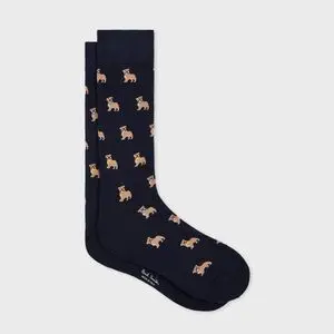 Paul Smith Navy Cotton-blend 'bulldog' Socks - Blue