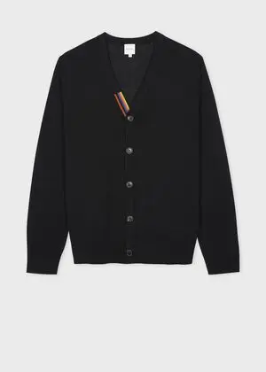 Paul Smith Merino Wool Cardigan With 'artist Stripe' Trim