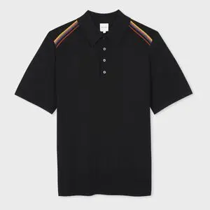 Paul Smith Merino Wool 'artist Stripe' Polo Shirt - Black