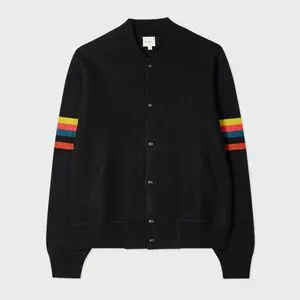 Paul Smith Merino Wool 'artist Stripe' Bomber Jacket - Black