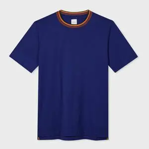 Paul Smith Indigo 'artist Stripe' Collar T-shirt - Blue