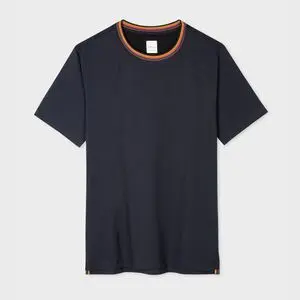 Paul Smith Navy 'artist Stripe' Collar T-shirt - Blue