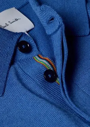 Paul Smith Cobalt Washable Merino Wool Polo Shirt