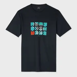 Paul Smith Navy 'jigsaw Zebra' Print T-shirt