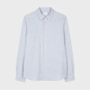 Paul Smith Tailored-fit Geometric Dobby Cotton Shirt - White