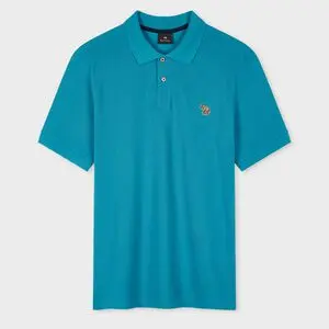 Paul Smith Teal Blue Organic Cotton Zebra Polo Shirt - Green