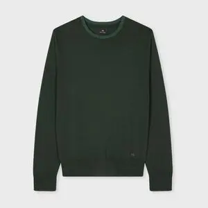 Paul Smith Dark Contrast-collar Merino Wool Sweater - Green