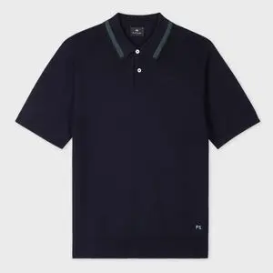 Paul Smith Navy Merino Wool Polo Shirt - Blue