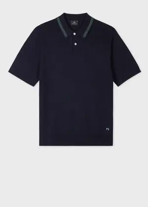 Paul Smith Navy Merino Wool Polo Shirt