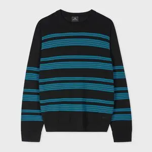 Paul Smith Raised Stripe Merino Wool Sweater - Black