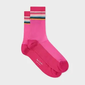 Paul Smith Sheer 'swirl Stripe' Socks - Pink