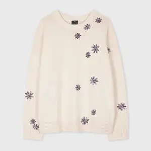 Paul Smith Knitted 'chamomile Floral' Embroidered Sweater - White