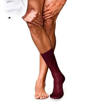 Falke No. 10 Pure Fil D'écosse Ribbed Knit Dress Socks - Red
