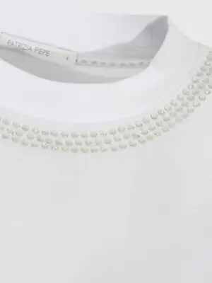Patrizia Pepe Rhinestone Embroidered Cotton T-shirt