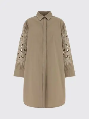 Agnona Shirt Dress With Floral Cut-out Sleeves