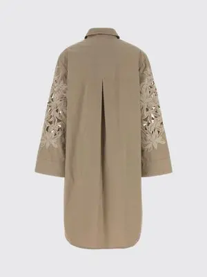 Agnona Shirt Dress With Floral Cut-out Sleeves